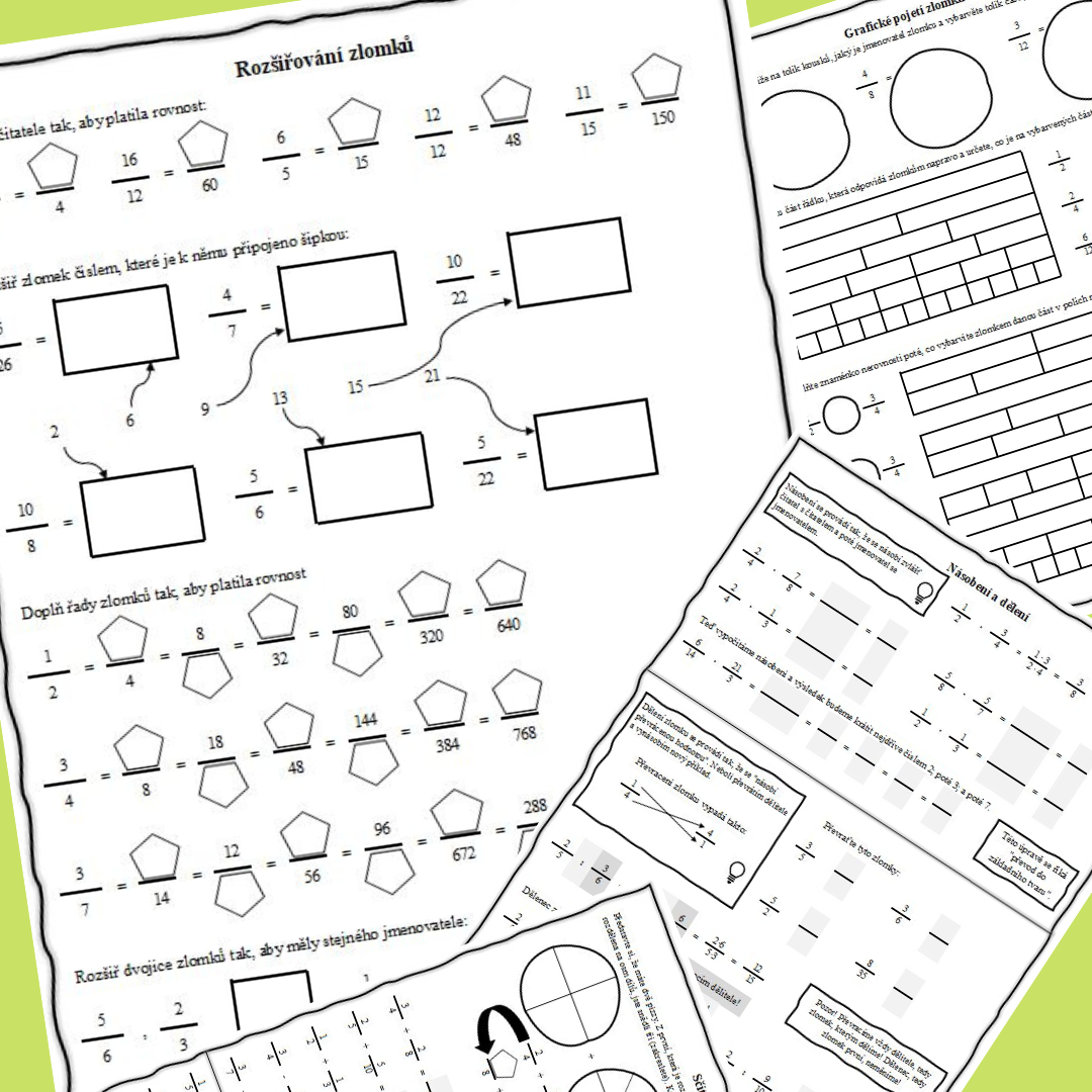 Zlomky - pracovní listy - Matematika | UčiteléUčitelům.cz