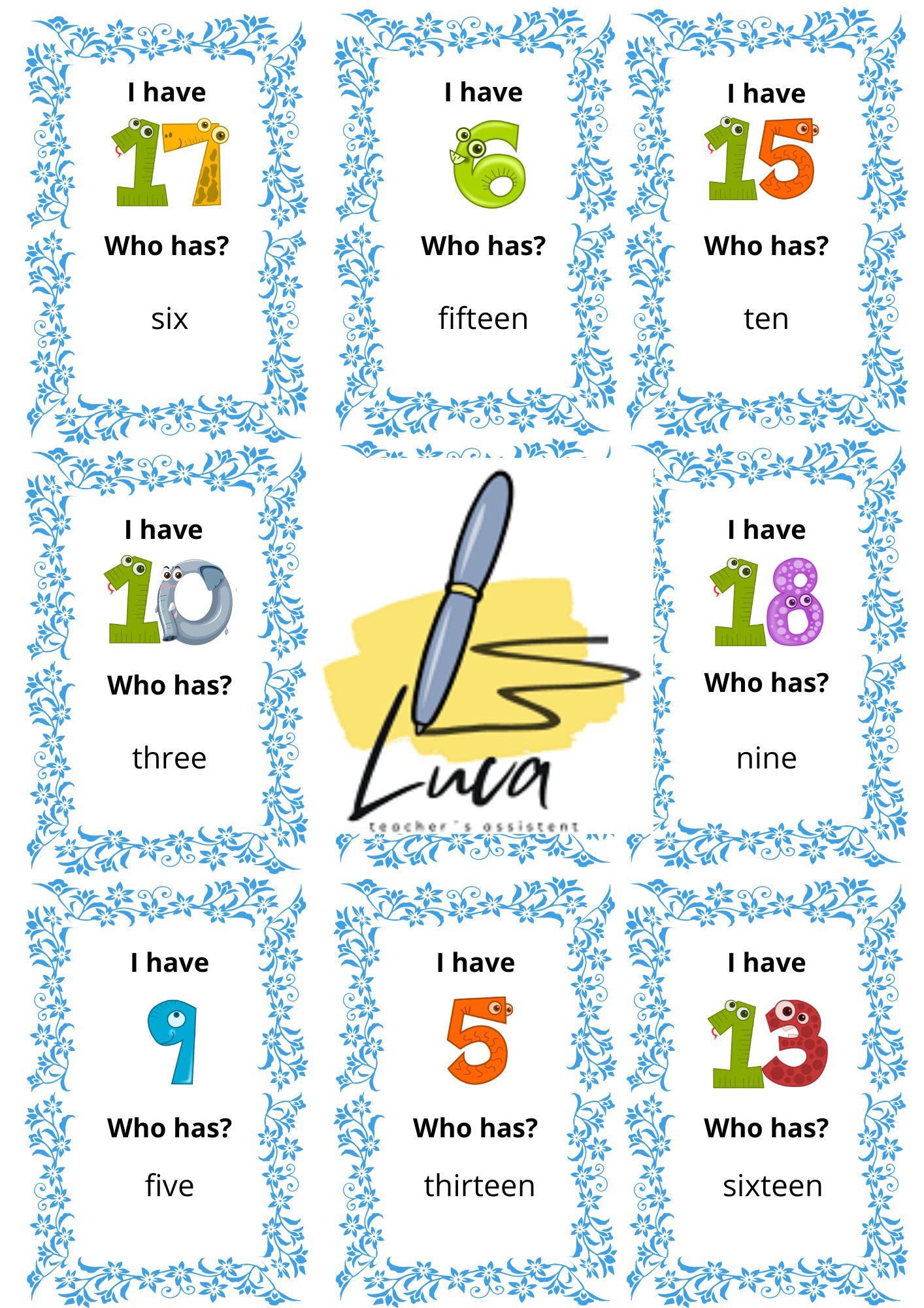 I have, who has? Number 1 - 20 - Anglický jazyk | UčiteléUčitelům.cz