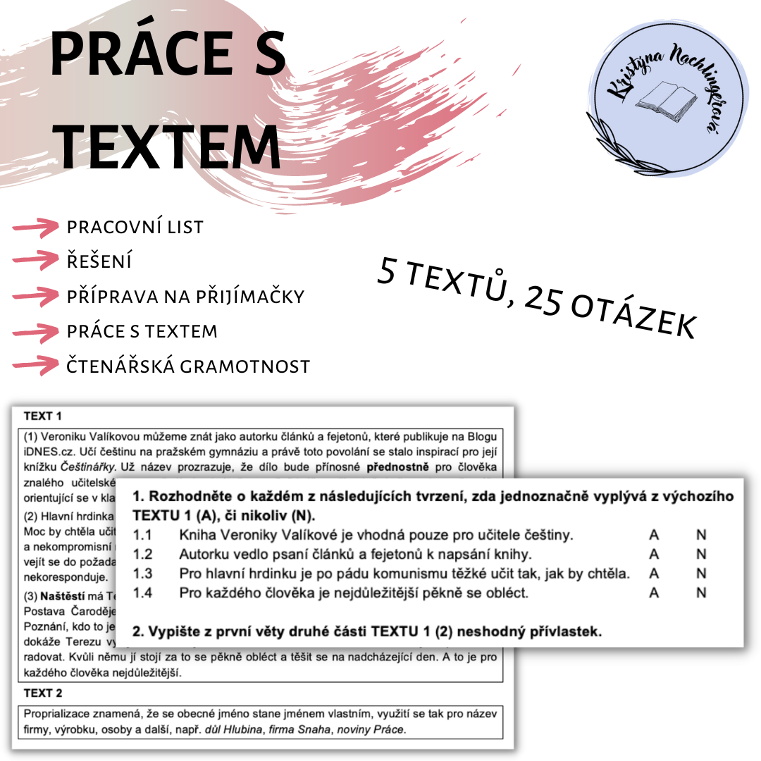 PRÁCE S TEXTEM – příprava na přijímací zkoušky - Český jazyk ...