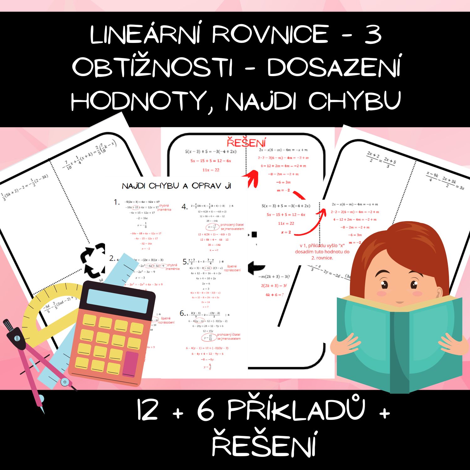 Lineární rovnice - vypočti a dosaď, oprav chybu - Matematika ...
