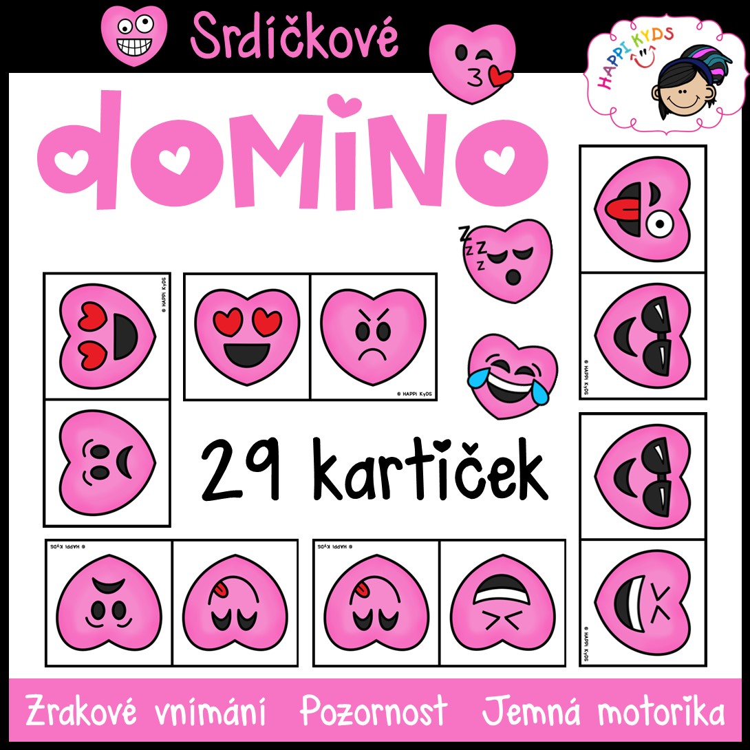 SRDÍČKOVÉ DOMINO (emoji) - Nezařazené k předmětu | UčiteléUčitelům.cz