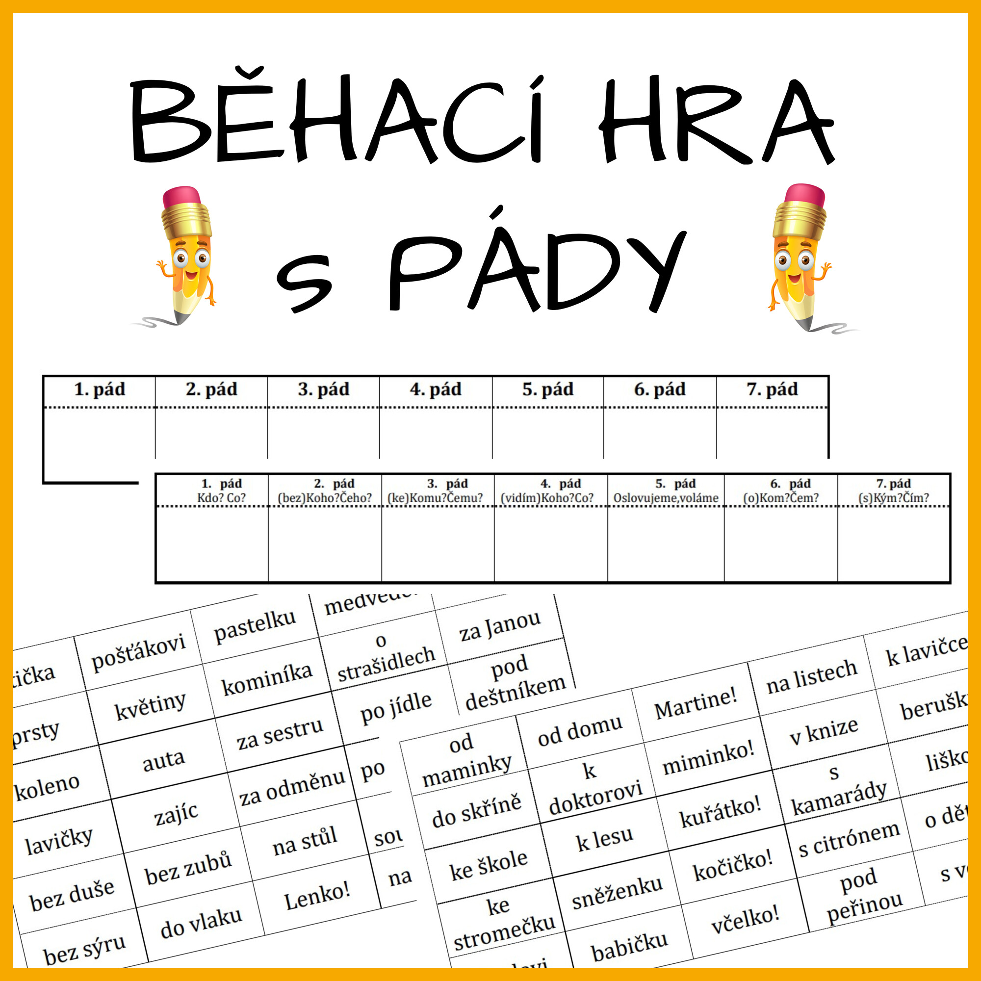 Běhací hra s PÁDY - Český jazyk | UčiteléUčitelům.cz