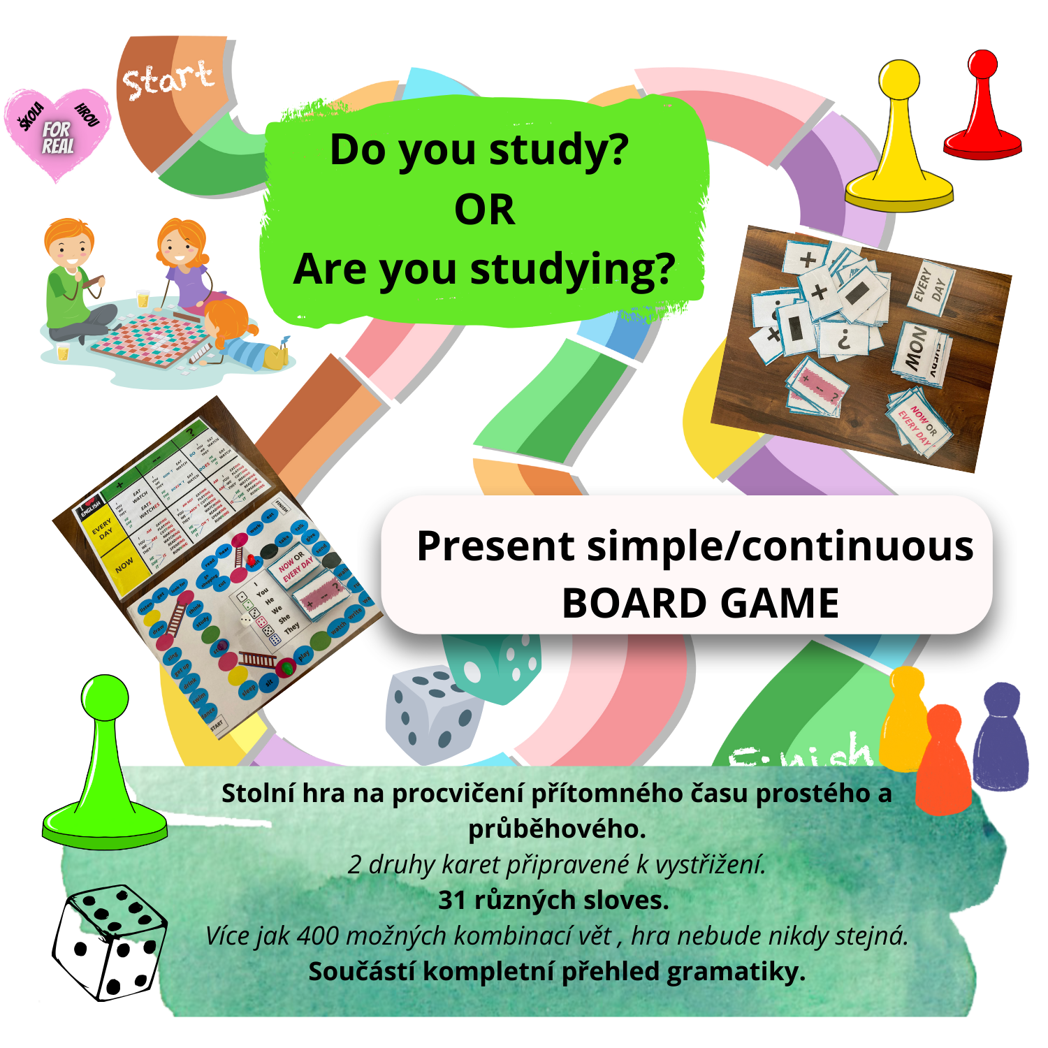 Present simple/continuous board game - Anglický jazyk | UčiteléUčitelům.cz