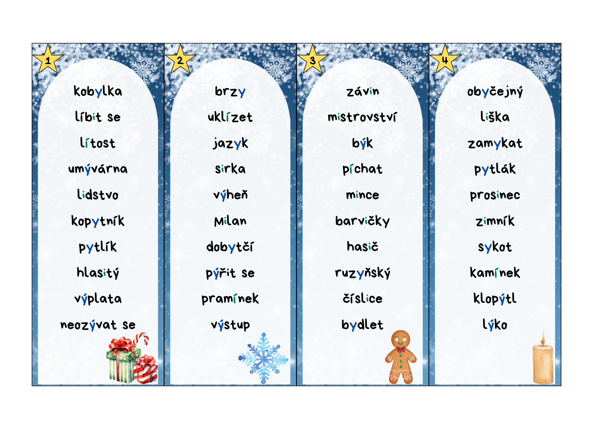 Vánoční procvičování vyjmenovaných slov - Český jazyk - gramatika ...