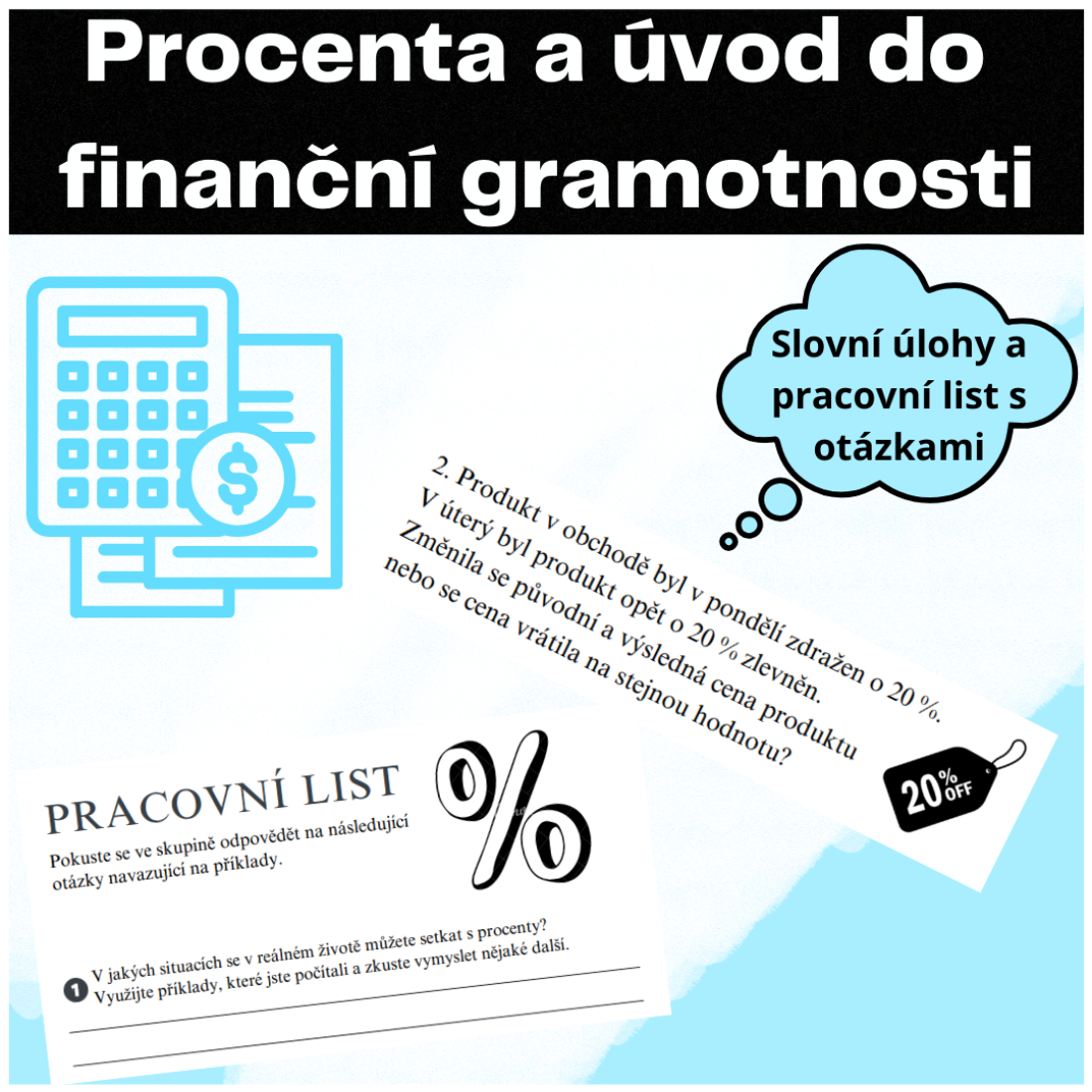Procenta a úvod do finanční gramotnosti - slovní úlohy a pracovní list ...