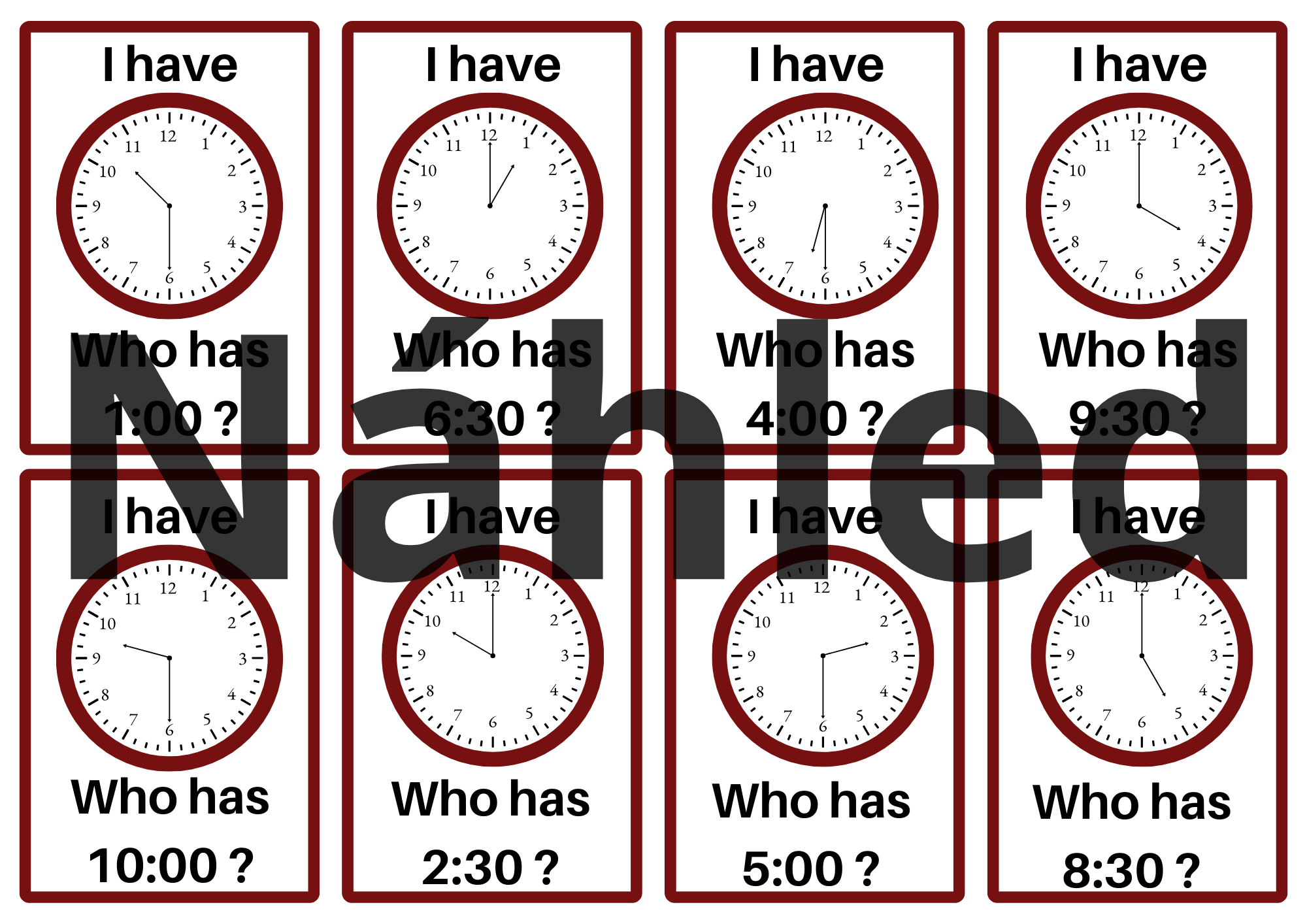 Time - I have, who has? (Já mám, kdo má - čas) - Anglický jazyk ...