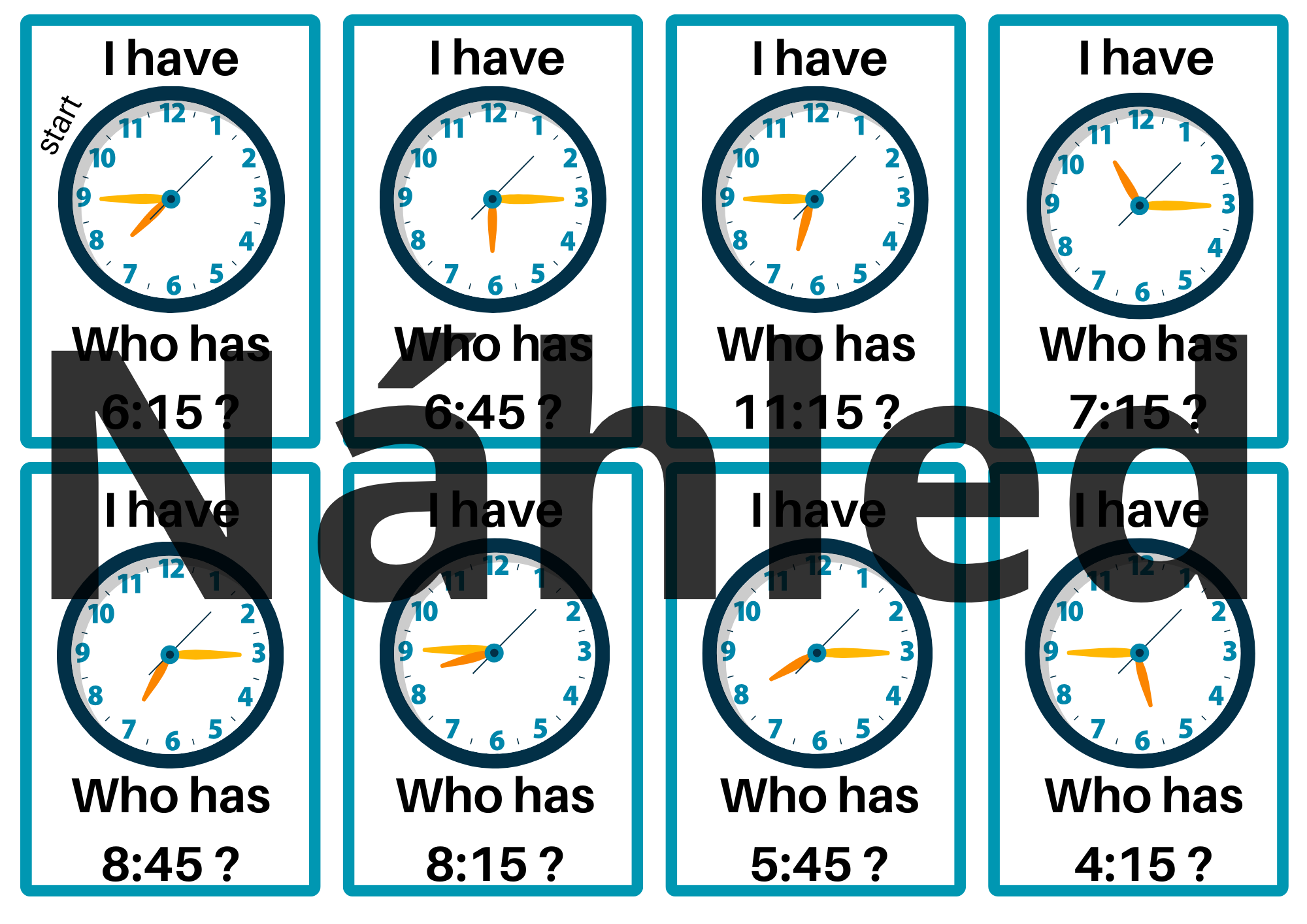 Time - I have, who has? (Já mám, kdo má - čas) - Anglický jazyk ...