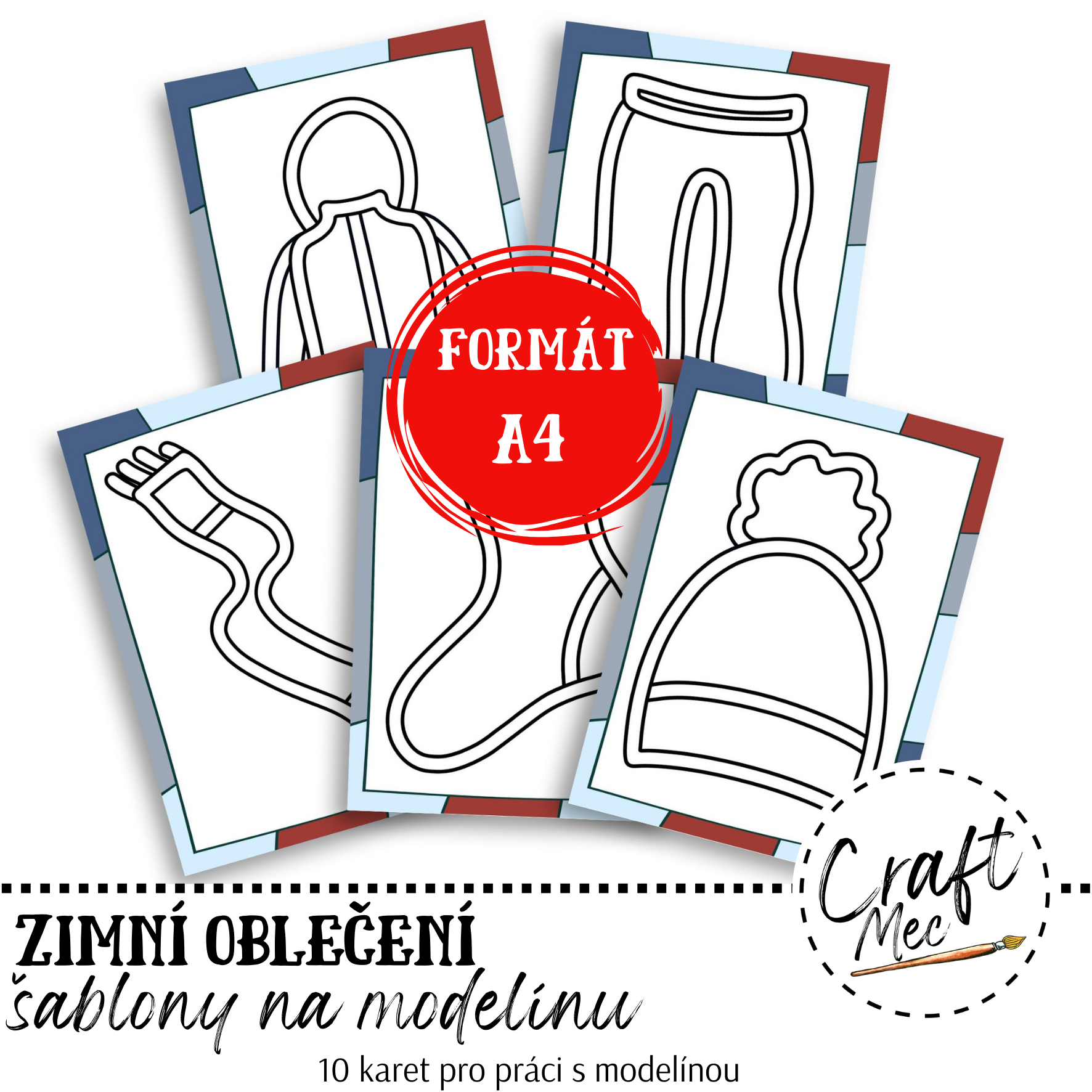 ZIMNÍ OBLEČENÍ - ŠABLONY NA MODELÍNU - Grafomotorika | UčiteléUčitelům.cz