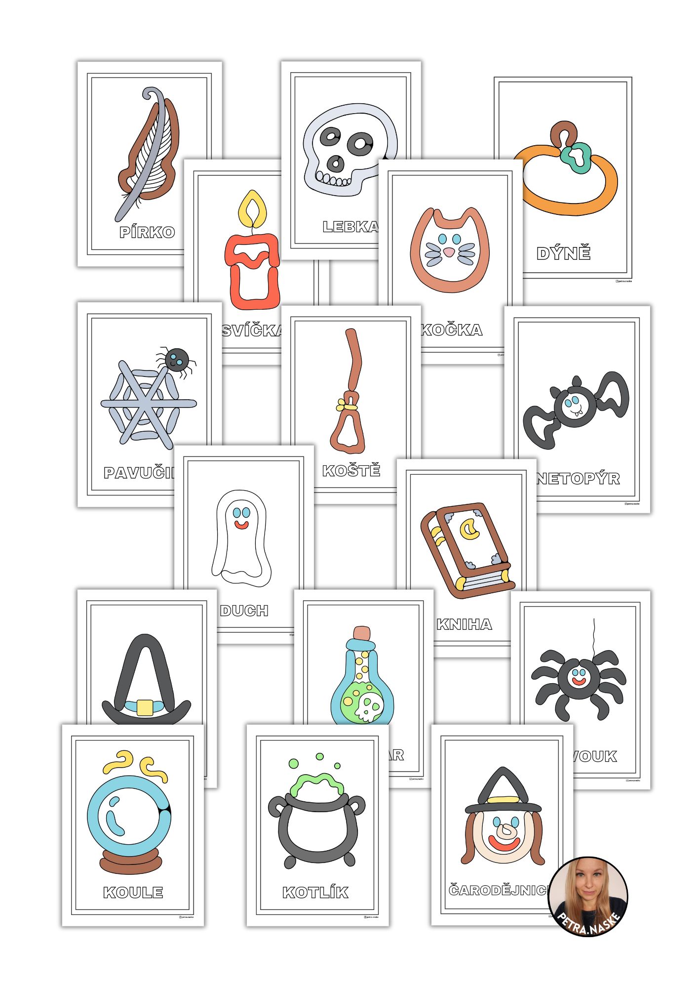 Čarodějnice - modelovací podložky (omalovánky) - Grafomotorika ...