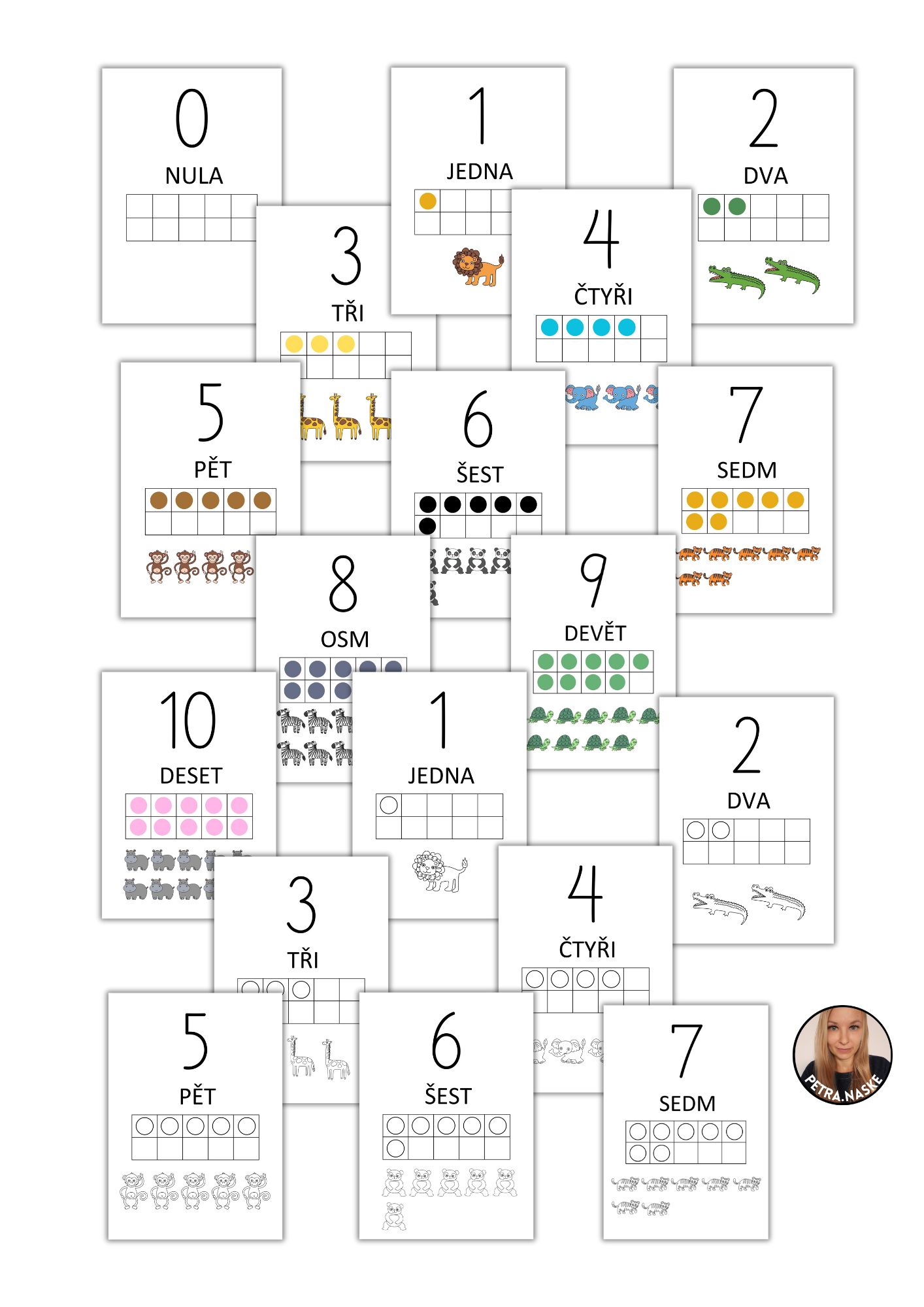 Čísla do 10 - téma ZOO (omalovánky) - Matematika | UčiteléUčitelům.cz