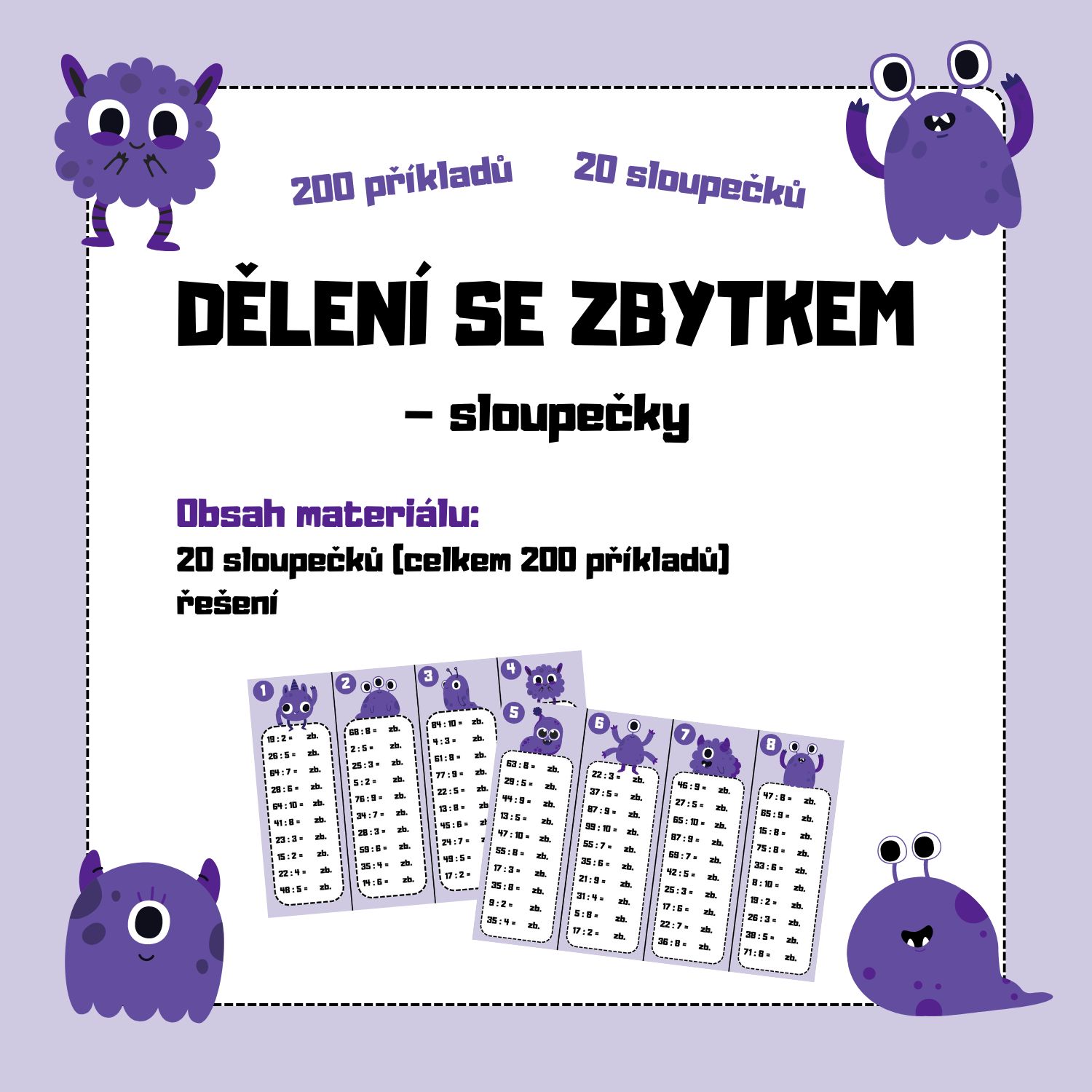 DĚLENÍ SE ZBYTKEM - sloupečky - Matematika | UčiteléUčitelům.cz