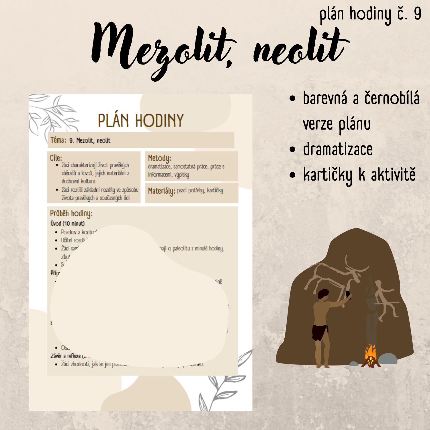 Plán hodiny (9) - 6. třída - pravěk, doba kamenná, mezolit a neolit ...