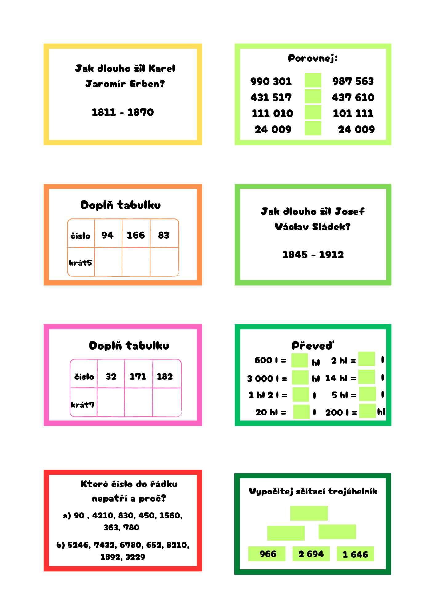 Úkoly z matematiky pro 4. ročník - Matematika | UčiteléUčitelům.cz