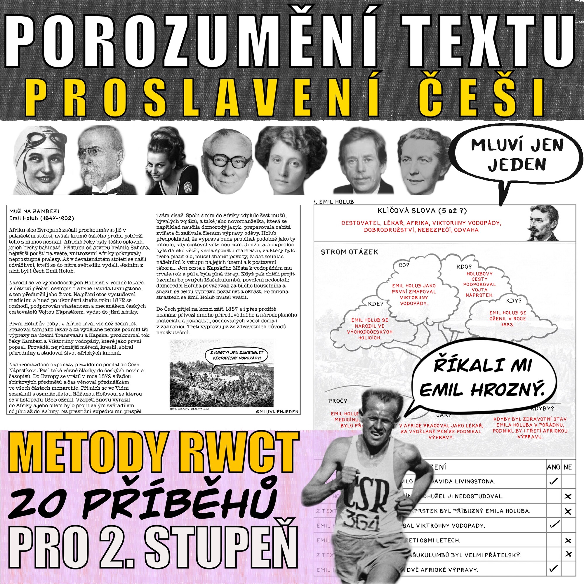 PROSLAVENÍ ČEŠI - PRÁCE S TEXTEM PRO 2. STUPEŇ - RWCT METODY - 20 TEXTŮ ...
