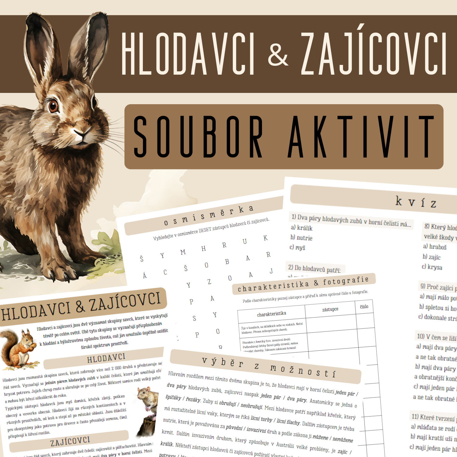 Hlodavci & zajícovci - TEXT, CHARAKTERISTIKY, OSMISMĚRKA, KVÍZ, VÝBĚR Z ...