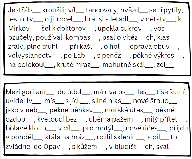 Koncovky podstatných jmen - Český jazyk - gramatika | UčiteléUčitelům.cz