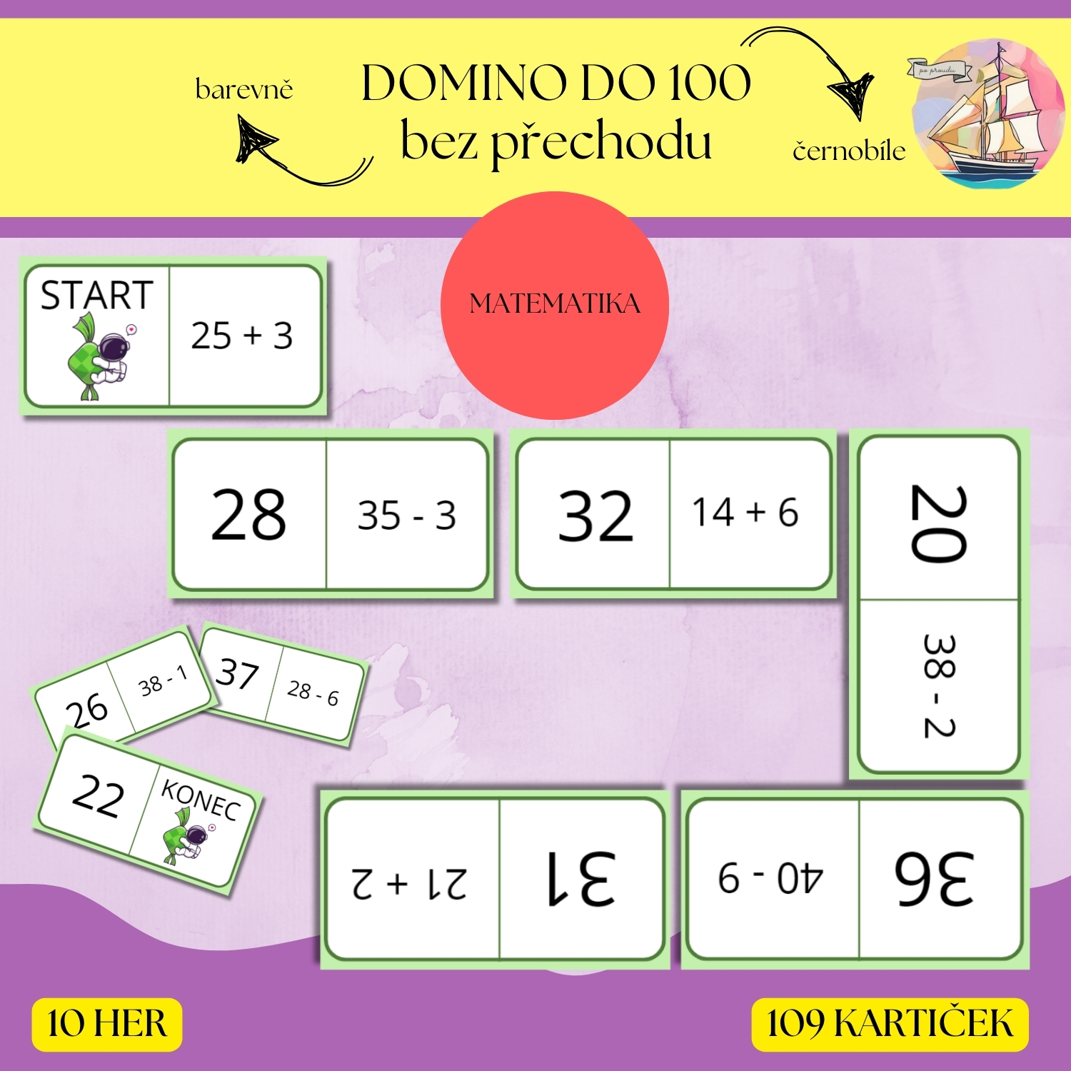 Domino do 100 bez přechodu - Matematika | UčiteléUčitelům.cz