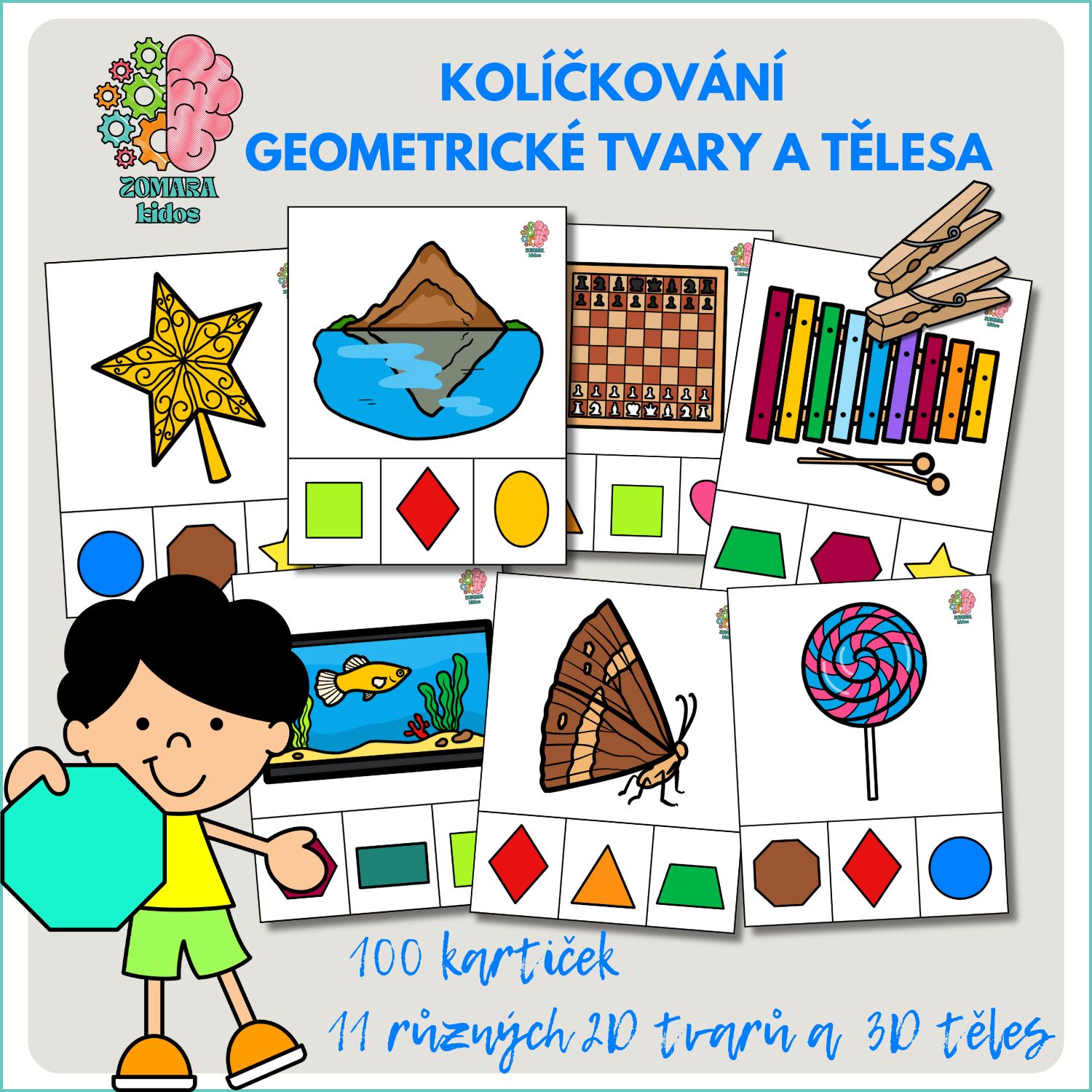 Kolíčkování - geometrické tvary a tělesa - Logopedie | UčiteléUčitelům.cz
