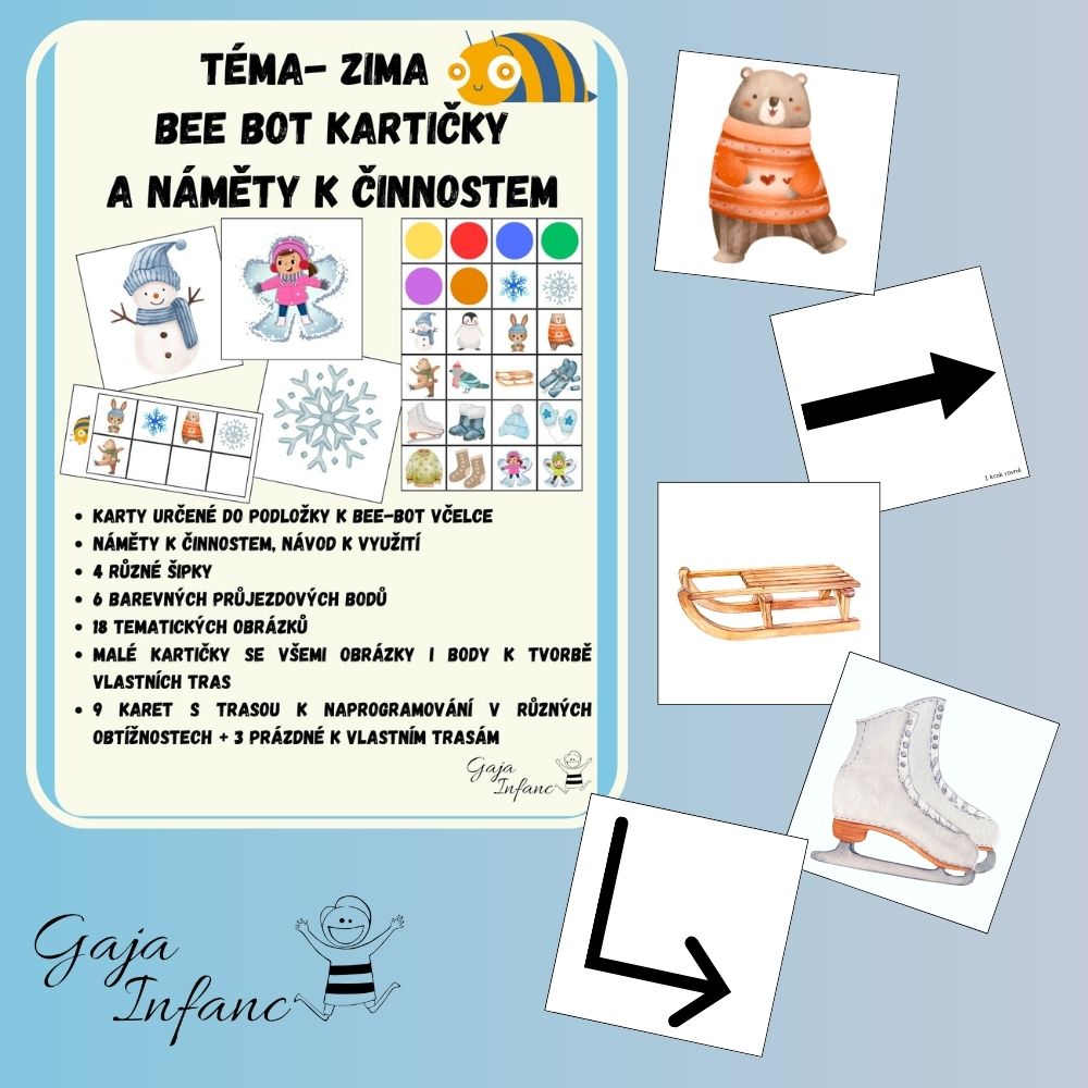 🐝 Kartičky pro Bee-bota na téma zima ️⛄ - Informatika | UčiteléUčitelům.cz