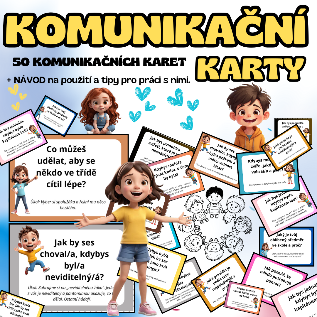 KOMUNIKAČNÍ KARTY - 50 karet - (emoce, klima ve třídě, přátelství ...