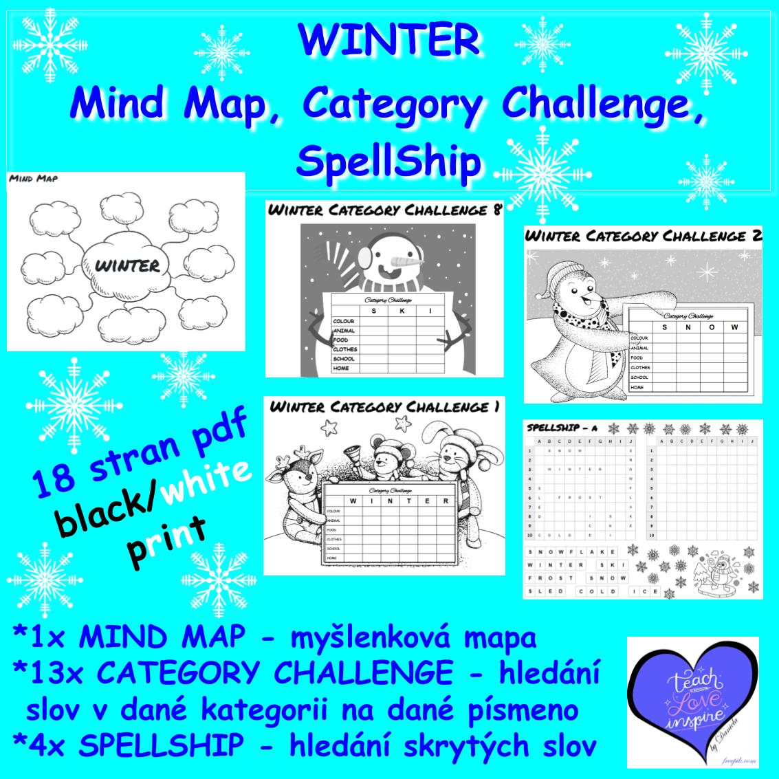 WINTER - Mind Map, Category Challenge, SpellShip - Anglický jazyk ...