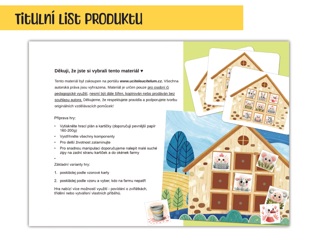 Farma zvířat - hra skládání podle vzoru - Nezařazené k předmětu ...