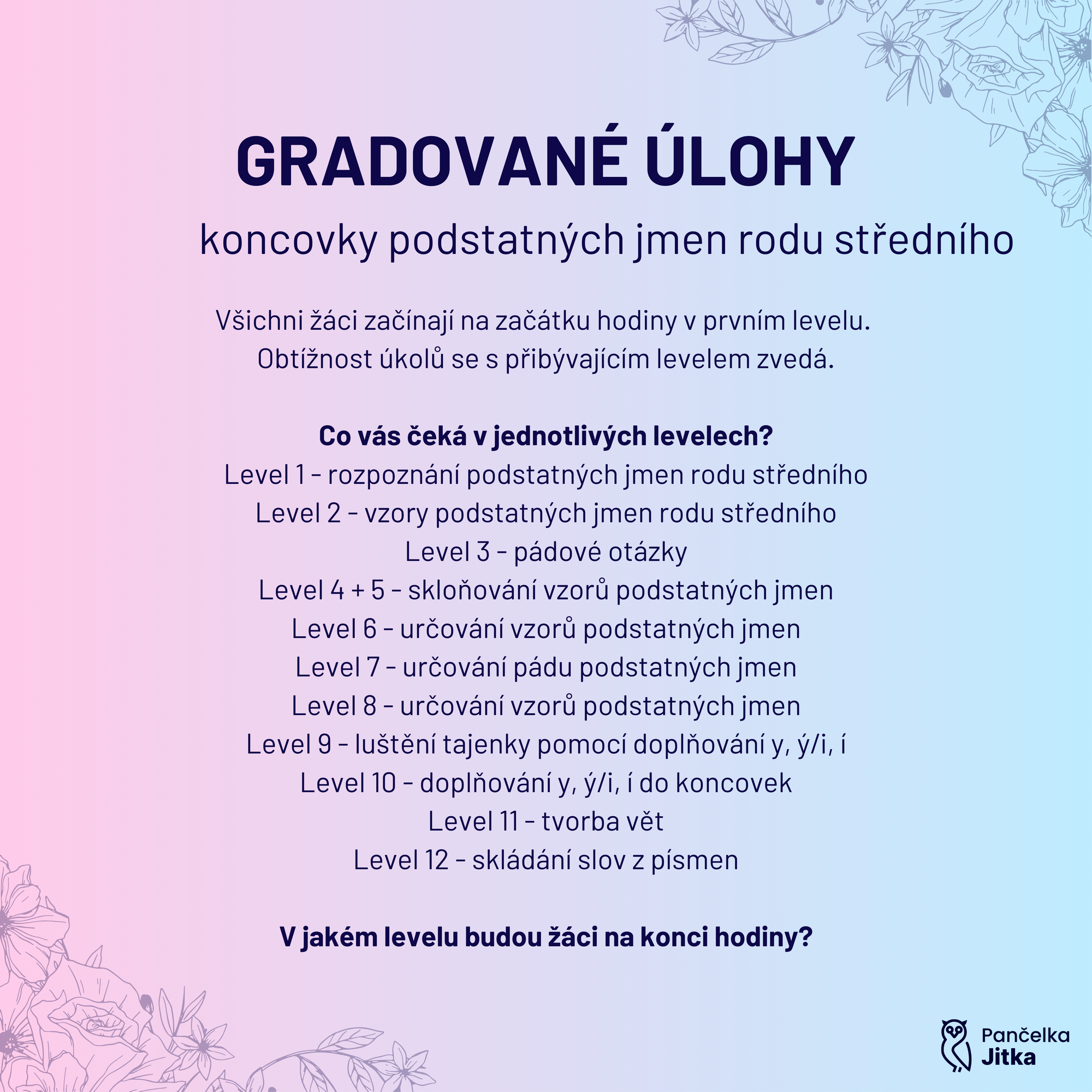 GRADOVANÉ ÚLOHY - koncovky podstatných jmen rodu středního - Český ...