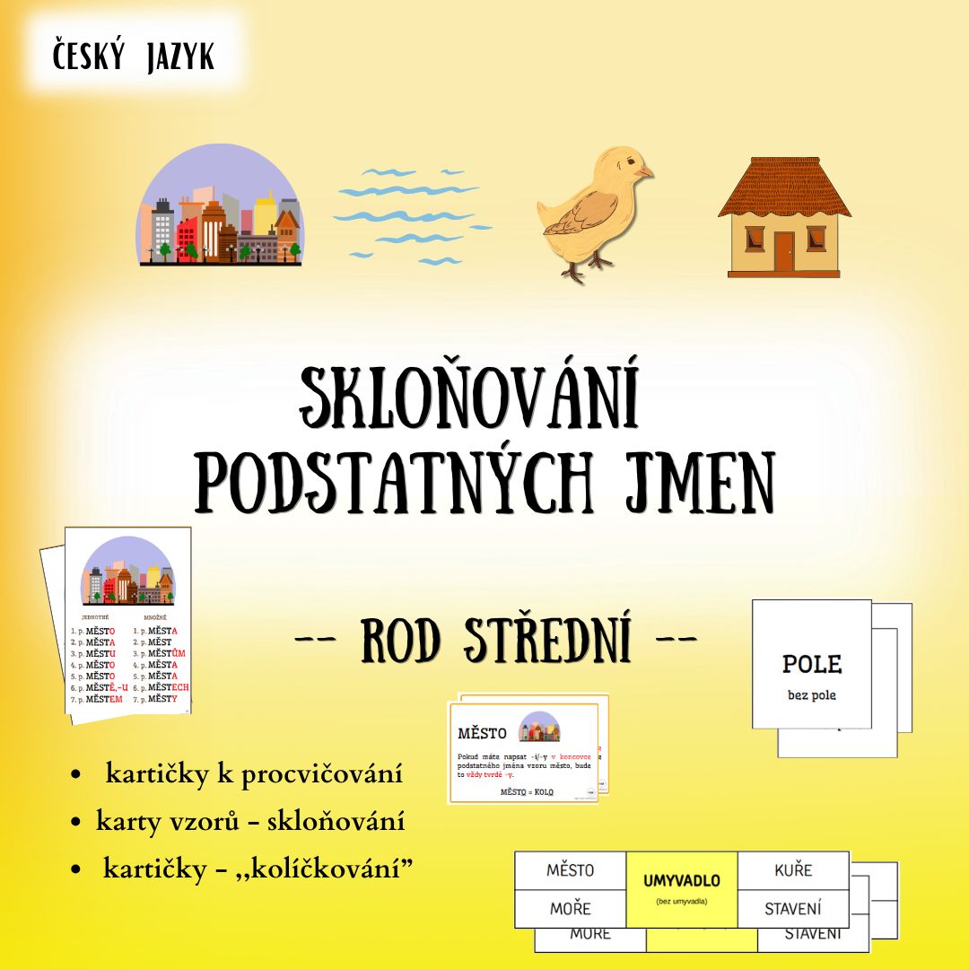 Skloňování podstatných jmen - rod střední - Český jazyk - gramatika ...