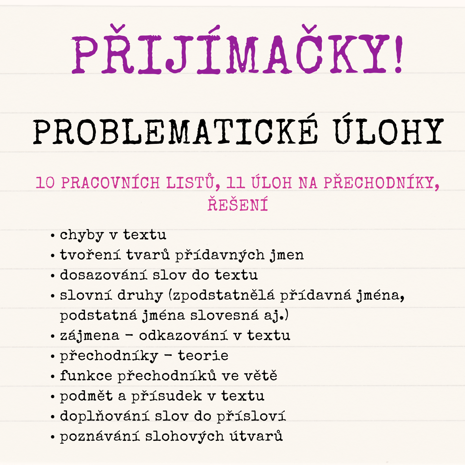 PŘIJÍMAČKY - PROBLEMATICKÉ ÚLOHY - Český jazyk - gramatika ...