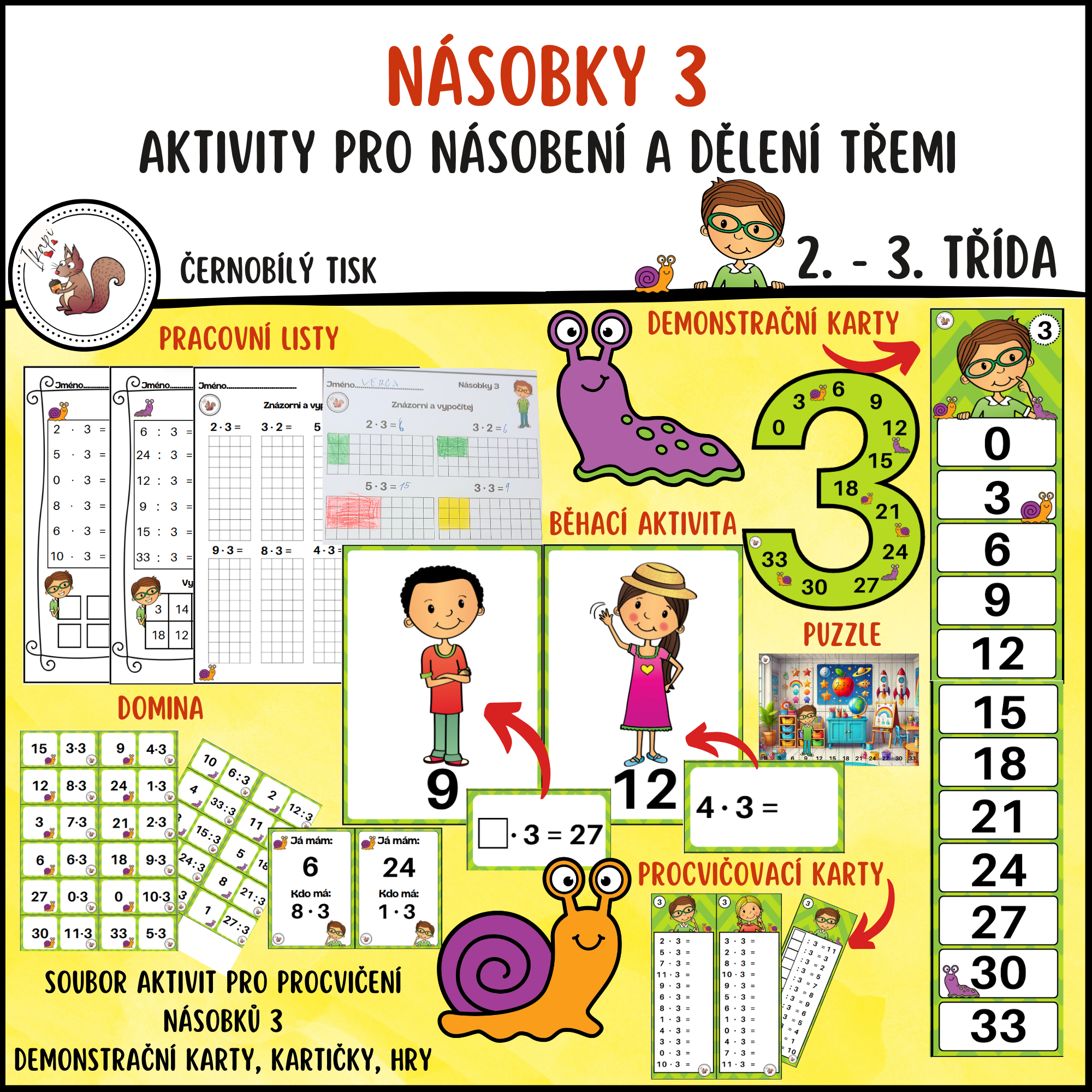 Násobky 3 - malá násobilka - Matematika | UčiteléUčitelům.cz