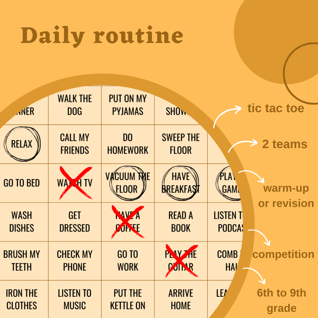Daily routine - tic tac toe - Anglický jazyk | UčiteléUčitelům.cz