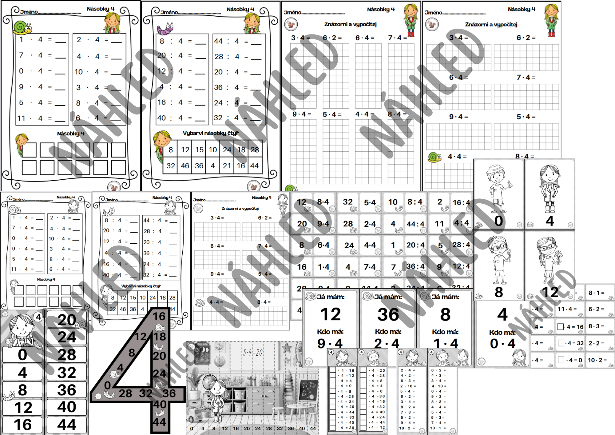 Násobky 4 - malá násobilka - Matematika | UčiteléUčitelům.cz
