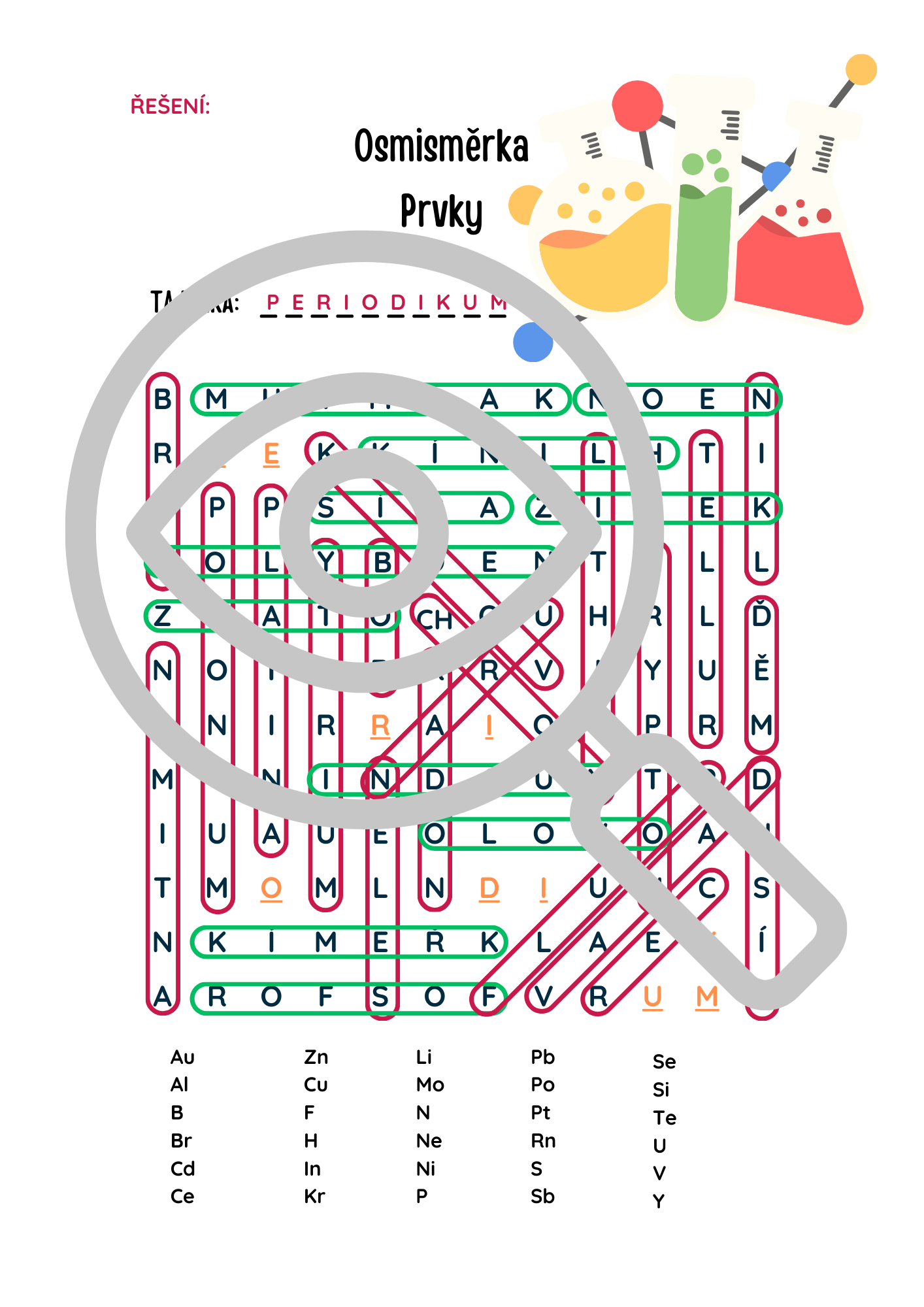Osmisměrka: Trénink a opakování prvků - Chemie - Chemie ...