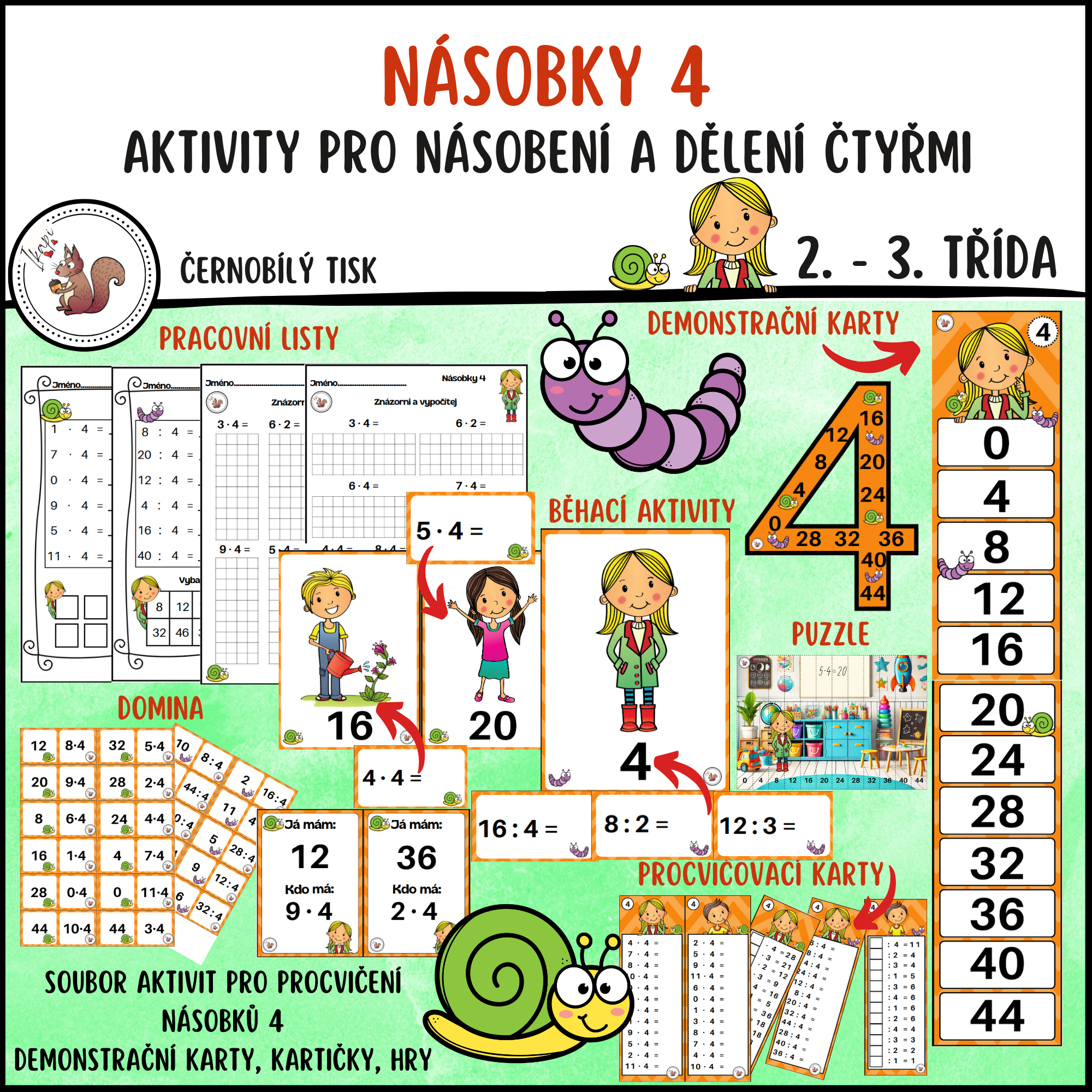 Násobky 4 - malá násobilka - Matematika | UčiteléUčitelům.cz