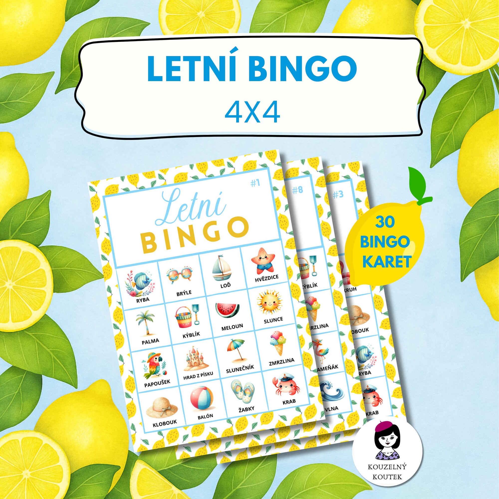 Letní bingo - hra pro děti, hra na prázdniny, letní aktivita ...