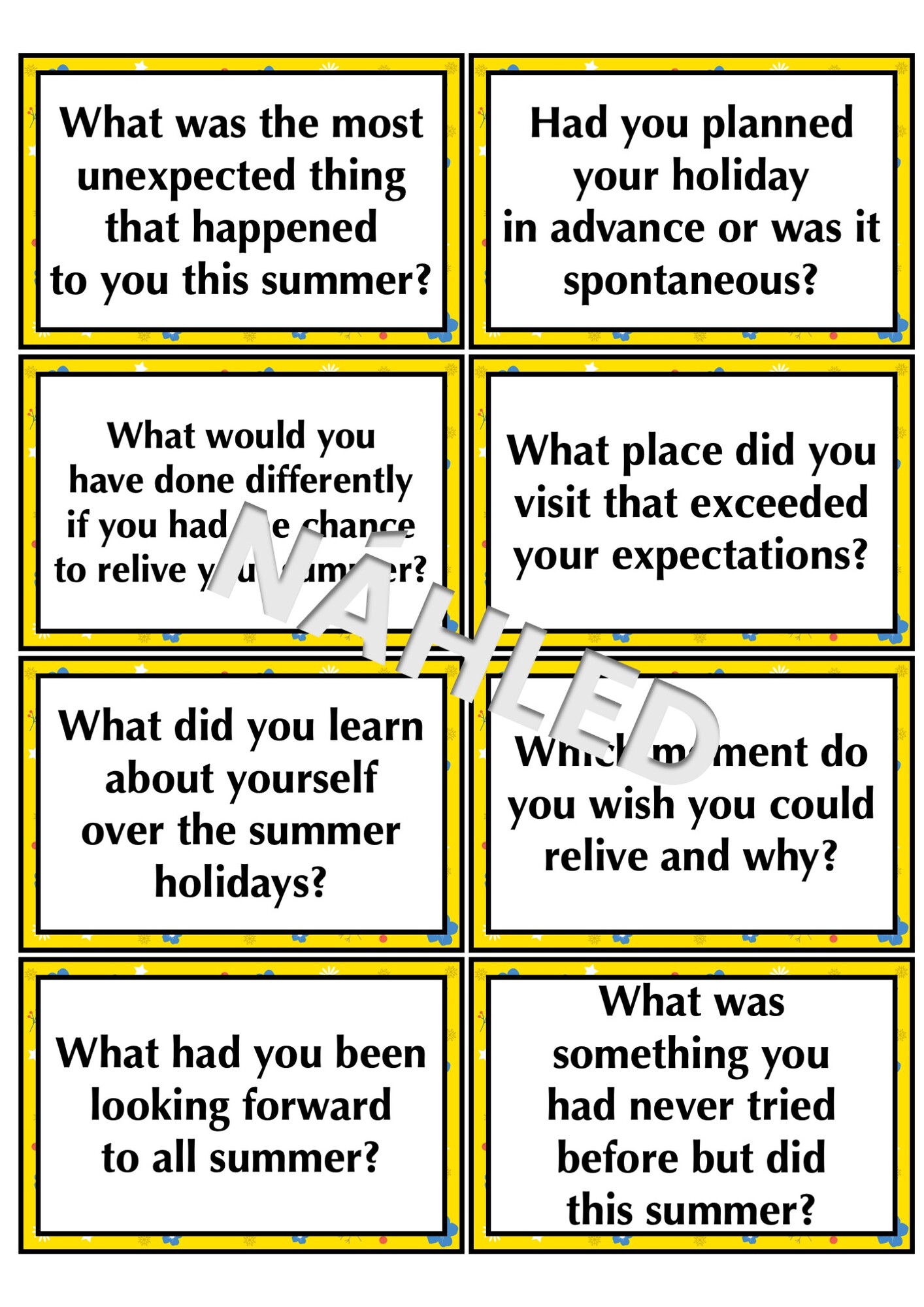Rapid Fire Questions - Summer Holiday - Past (C1) - Anglický jazyk ...