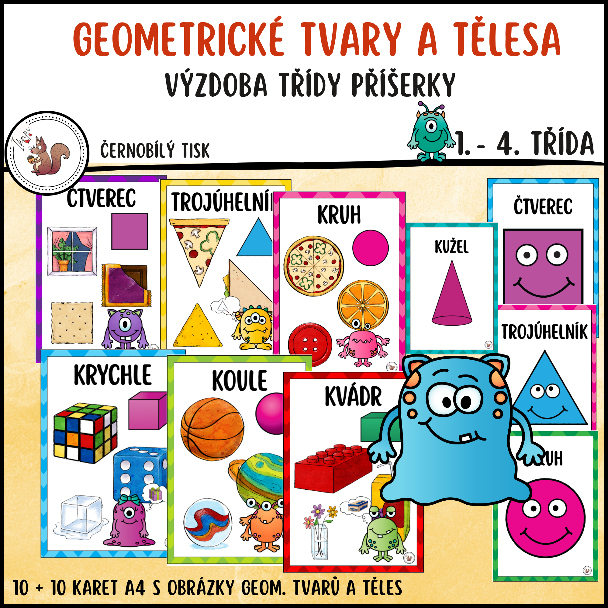 Geometrické tvary a tělesa příšerky - Matematika - geometrie ...