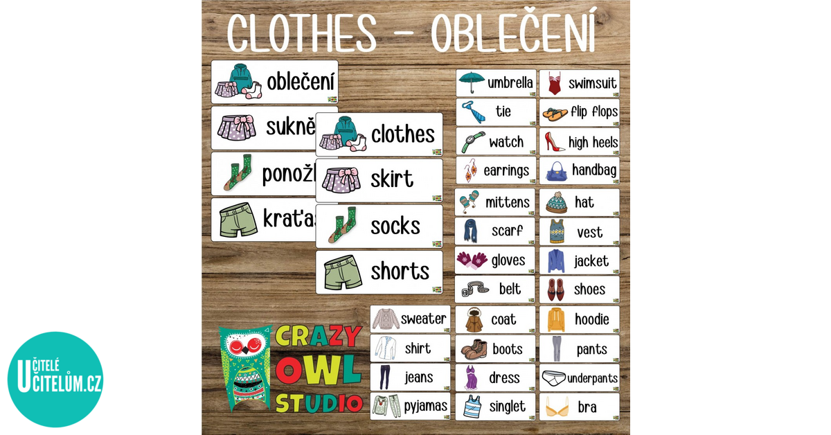 OBLEČENÍ - česká a anglická slovíčka na nástěnku - Anglický jazyk ...