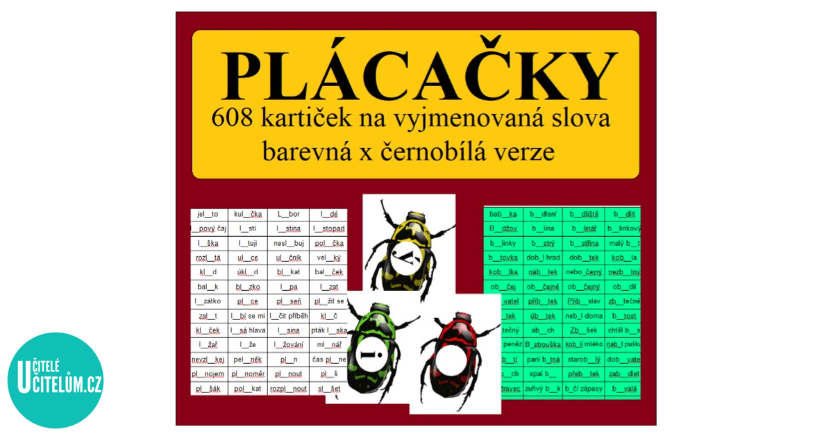 PLÁCAČKY - vyjmenovaná slova - Český jazyk | UčiteléUčitelům.cz