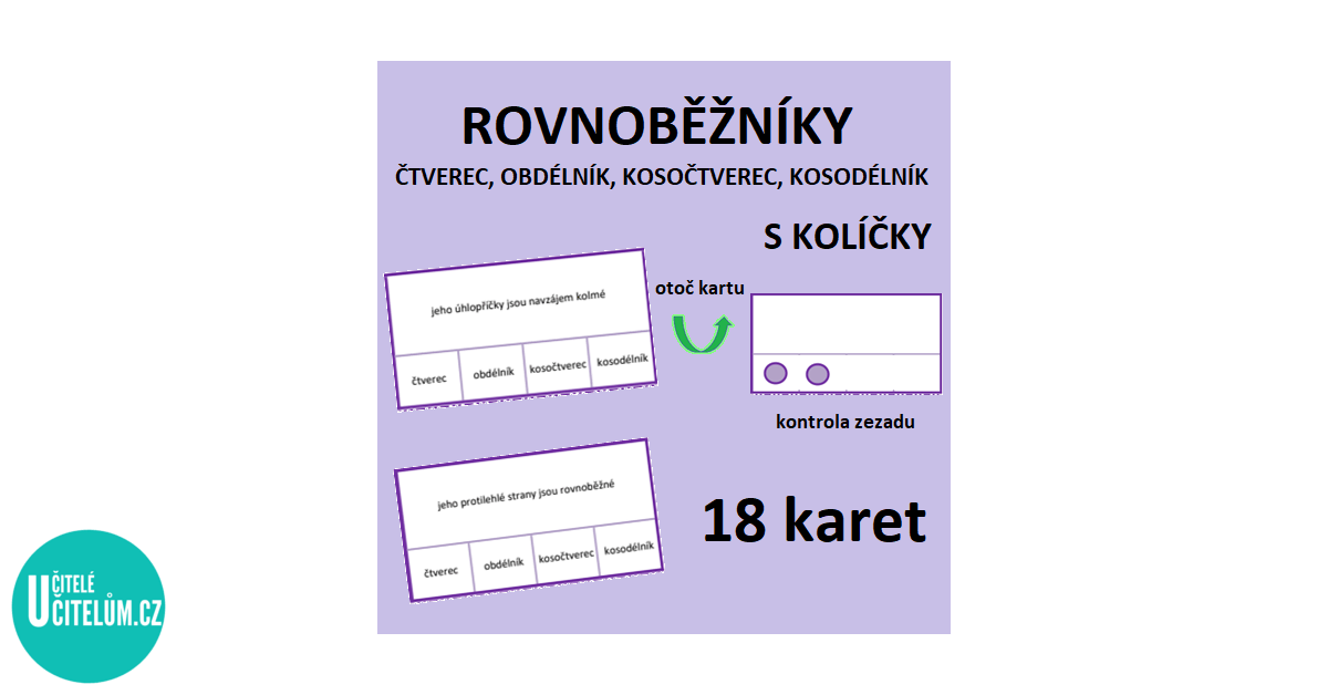 ROVNOBĚŽNÍKY s kolíčky - čtverec, obdélník, kosočtverec, kosodélník ...