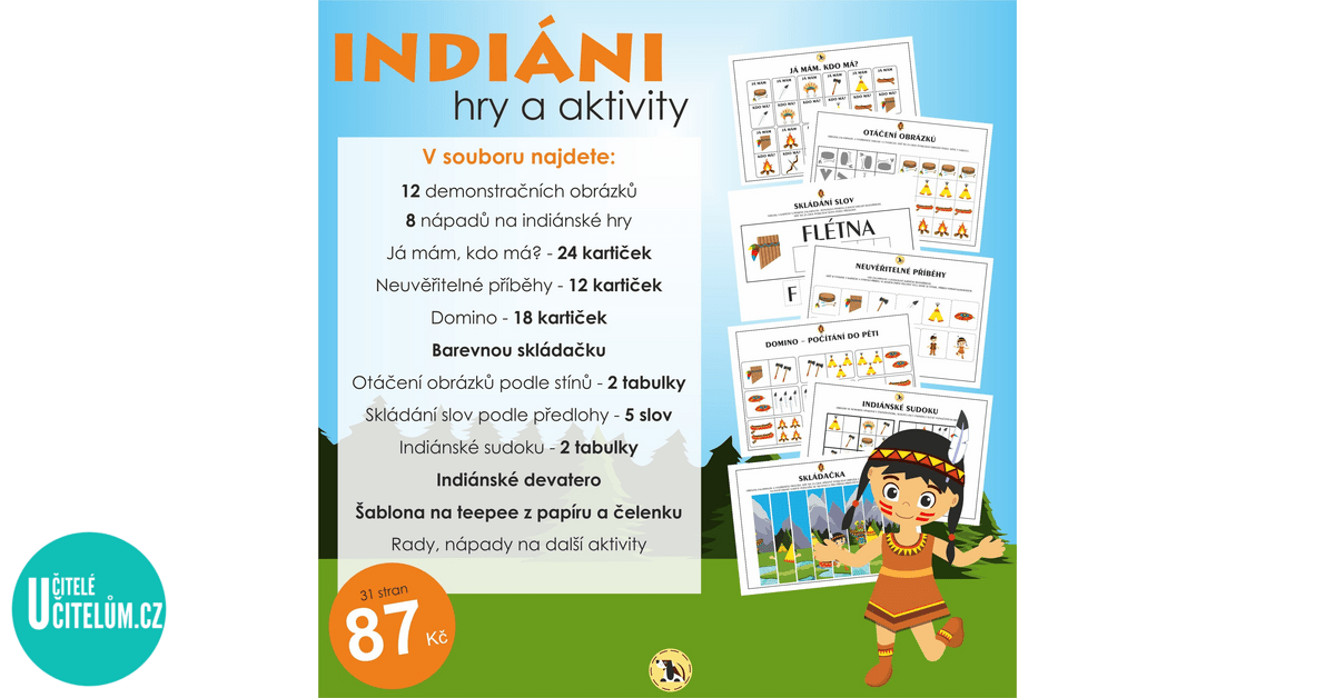 INDIÁNI - hry, aktivity a demonstrační obrázky - Prvouka ...