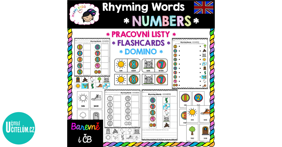Rhyming words - NUMBERS - pracovní listy, domino a flashcards ...