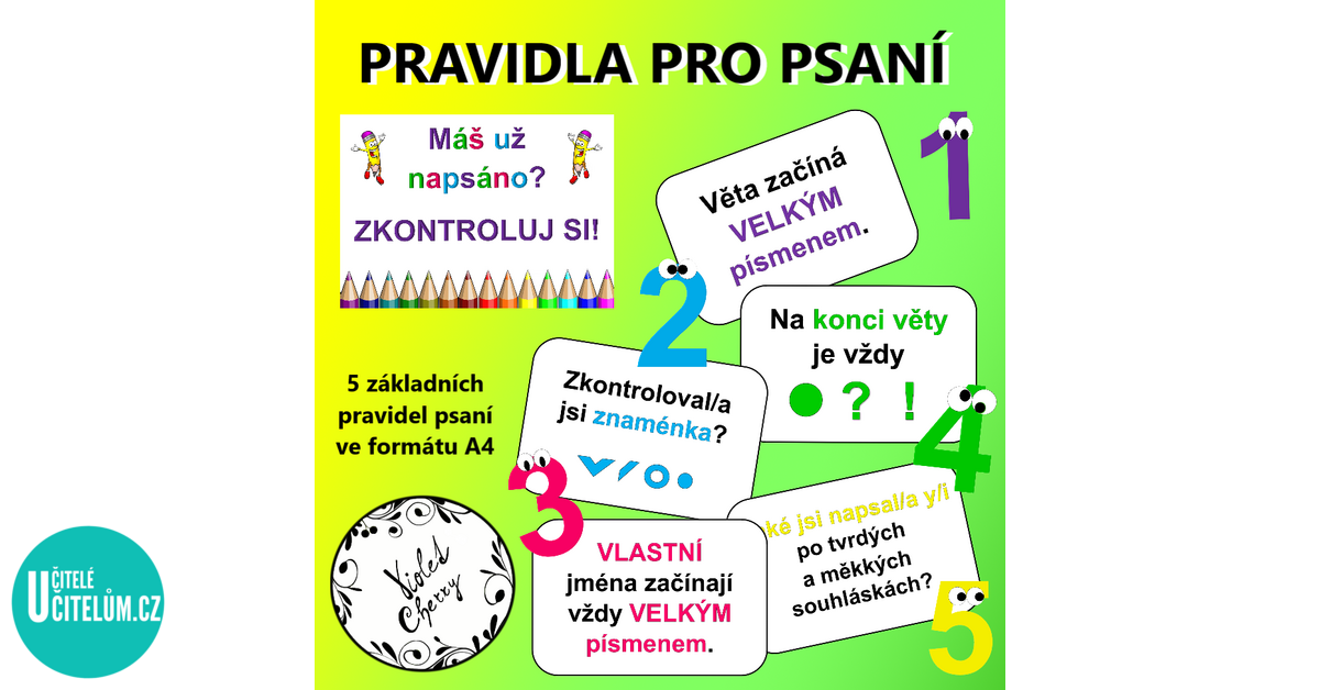 Pravidla pro psaní - Český jazyk - psaní | UčiteléUčitelům.cz