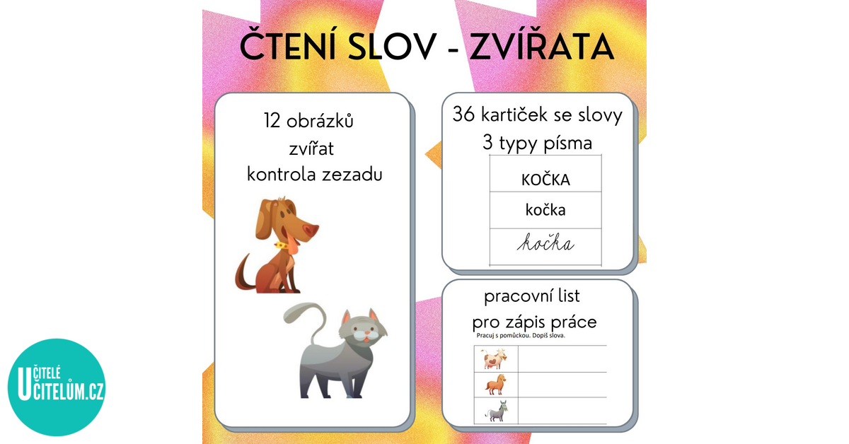 Čtení slov - zvířata - Český jazyk - čtení | UčiteléUčitelům.cz