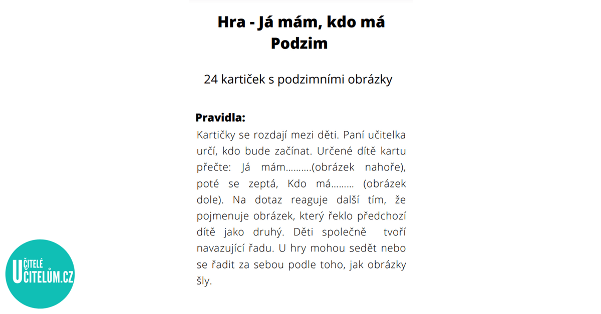 Já mám, kdo má PODZIM - Nezařazené k předmětu | UčiteléUčitelům.cz
