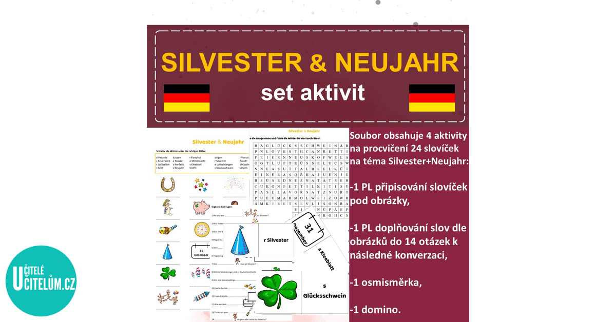 Silvester und Neujahr set aktivit - Německý jazyk | UčiteléUčitelům.cz