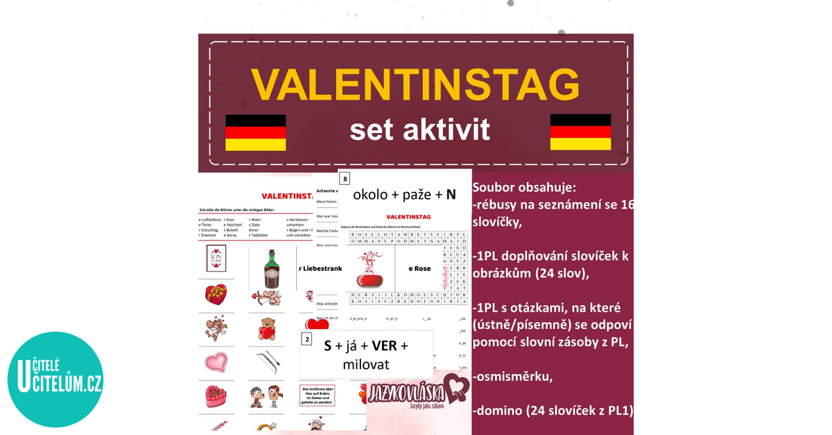 Valentinstag set aktivit - Německý jazyk | UčiteléUčitelům.cz