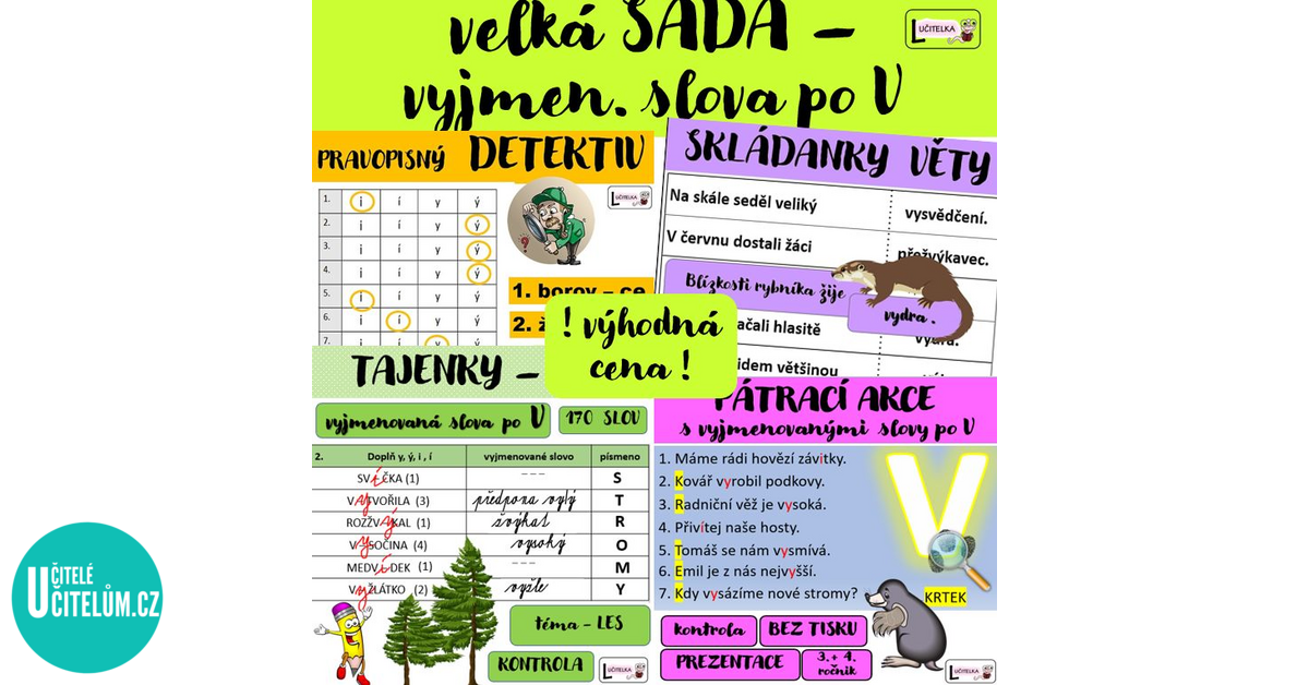 Vyjmenovaná slova po V - velká sada - Český jazyk | UčiteléUčitelům.cz