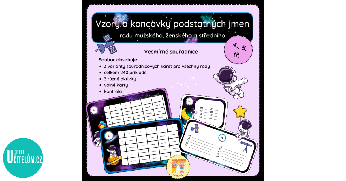 Vzory a koncovky podstatných jmen - Vesmírné souřadnice - Český jazyk ...