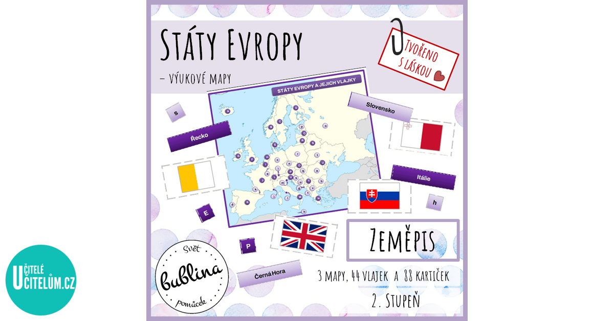 Státy Evropy - výuková mapa s vlajkami - Zeměpis | UčiteléUčitelům.cz